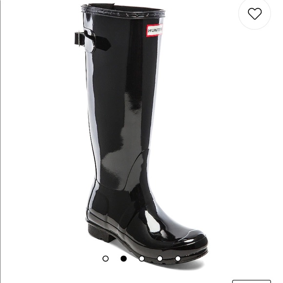 Hunter | Shoes | Hunter Boots Gloss Black With Adjustable Back | Poshmark